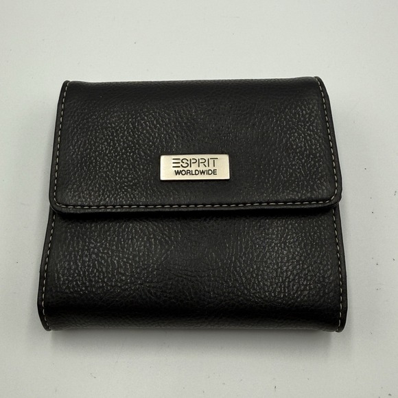 Esprit | Bags | Vintage Esprit Worldwide Black Passport Wallet Trifold ...
